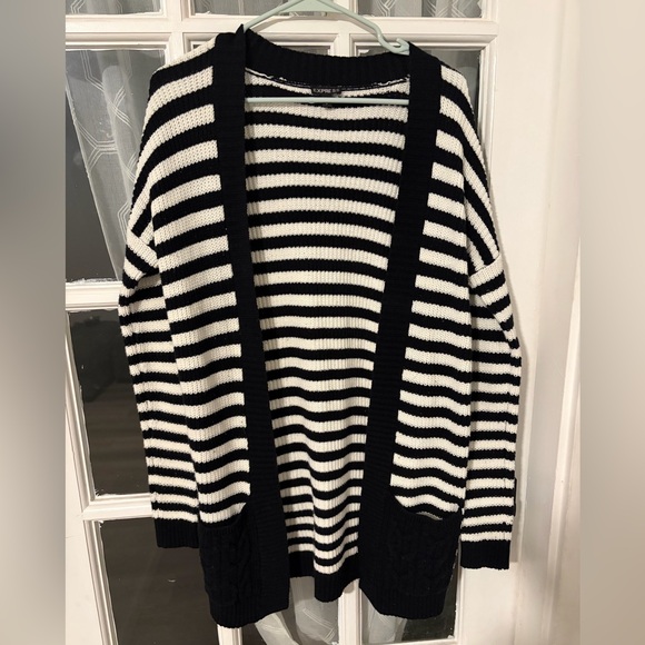 Express | Sweaters | Express Black And White Striped Cardigan | Poshmark